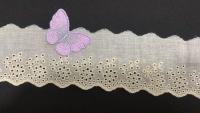 China 6.5cm Cotton Chicken Lace Trim with Small Daisy Eyelet Cutout and Double Scalloped Edge for Dress Garment Lingerie for sale