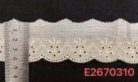 China 4.2cm Breathable Cotton Chicken Lace Trim with Wheat Floral Eyelet Embroidery and Double Scalloped Edge for Women Apparel for sale