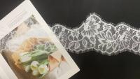 China Eyelash Lace Trim 12cm Width Delicate Flower Pattern Non-Stretch Nylon for Wedding & Lingerie for sale