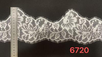 China Eyelash Lace Trim 12cm Width Delicate Flower Pattern Non-Stretch Nylon for Wedding & Lingerie for sale