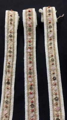 China Bohemian Woven Jute Lace Trim, Wooden Bead & Metal Flower Embellished Decorative Tape for sale