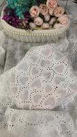 China 100% Cotton Embroidered Heart Pattern Breathable Eyelet Lace Fabric 150cm Width Home Textile & Women's Clothing Dress for sale