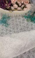 China 100% Cotton Embroidered Heart Pattern Breathable Eyelet Lace Fabric 150cm Width Home Textile & Women's Clothing Dress for sale