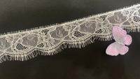 China Eyelash Lace Trim 5cm Single Side Delicate Hollow Mesh Fringe Lace for Lingerie Wedding Dress Wholesale for sale
