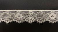 China 5.3CM French Romantic Hollow Floral Stretch Lace Trim with Scalloped Edge for Wedding Dresses and DIY Decor for sale