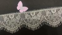 China Eyelash Lace Trim 9.5cm Width 100% Nylon with Hollow Floral Pattern for Lingerie and Wedding Dresses for sale
