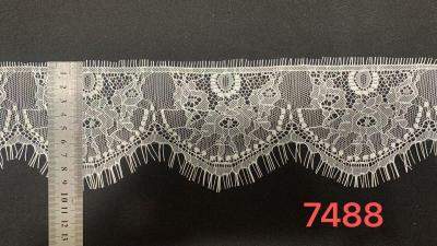 China Eyelash Lace Trim 9.5cm Width 100% Nylon with Hollow Floral Pattern for Lingerie and Wedding Dresses for sale
