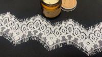 China Eyelash Lace Trim 8cm 100% Nylon with Floral Hollow Patterns for Lingerie and Wedding Dresses for sale