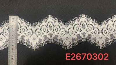 China Eyelash Lace Trim 8cm 100% Nylon with Floral Hollow Patterns for Lingerie and Wedding Dresses for sale