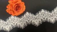 China Eyelash Lace Trim 8cm 100% Nylon with Floral Hollow Patterns for Lingerie and Wedding Dresses for sale