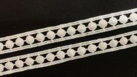 China Milk Yarn Lace Trim 2cm Width Hollow Geometric Structure Silky Touch for Clothing and Lingerie Wholesale for sale
