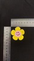 China Smile Sunflower Crochet Patch Polyester Daisy Embroidered Patches For Clothing Bag Hair Accessories for sale