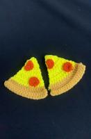 China Handmade food Cotton Crochet Pizza Applique Patch, Pepperoni Pizza Slice Sew‑on Patch for Kids Garment Accessories for sale