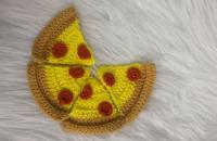 China Handmade food Cotton Crochet Pizza Applique Patch, Pepperoni Pizza Slice Sew‑on Patch for Kids Garment Accessories for sale