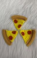 China Handmade food Cotton Crochet Pizza Applique Patch, Pepperoni Pizza Slice Sew‑on Patch for Kids Garment Accessories for sale