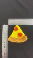 China Handmade food Cotton Crochet Pizza Applique Patch, Pepperoni Pizza Slice Sew‑on Patch for Kids Garment Accessories for sale