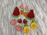 China Colorful Imitate Handmade Fruit patches Watermelon Strawberry Pineapple Peach Carrot  Cute Fruit Motif Imitation Handmade Applique Patches for Kids Garment Accessories for sale