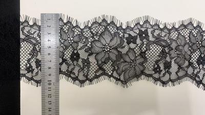 China Non-Stretch Nylon Eyelash Lace Trim with Hollow Floral Pattern and 10.5CM Width for Wedding Dress Decoration for sale