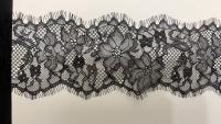 China Non-Stretch Nylon Eyelash Lace Trim with Hollow Floral Pattern and 10.5CM Width for Wedding Dress Decoration for sale