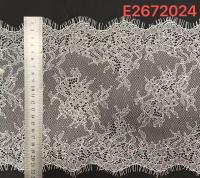 China White Eyelash Non-Elastic Nylon Lace Trim Romantic Floral Lace for Evening Gown Garment Accessories for sale