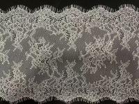 China White Eyelash Non-Elastic Nylon Lace Trim Romantic Floral Lace for Evening Gown Garment Accessories for sale