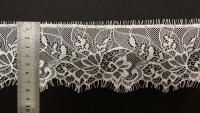 China Wholesale White Pure Nylon Eyelash Lace Trim with Hollow Floral Pattern and 8.5cm Width for Wedding Dresses for sale