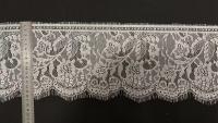 China Bulk Supply Pure Nylon Eyelash Lace Trim with 17cm Width and Hollow Floral Pattern for Formal Dress Decoration for sale