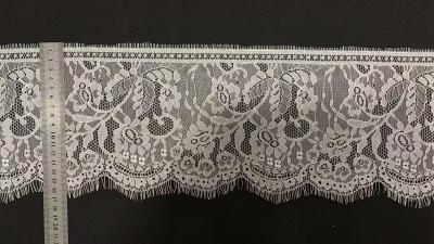China Bulk Supply Pure Nylon Eyelash Lace Trim with 17cm Width and Hollow Floral Pattern for Formal Dress Decoration for sale