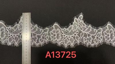 China Pure White 12cm Width Hollow Floral Eyelash Lace Trim for Bridal Gown and Garment Edge Decoration for sale