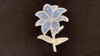 China Machine Towel Embroidery Lily Patch, Beaded Floral Embroidered Applique for Clothing Decoration for sale