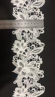 China 10cm Polyester Milk yarn Water‑Soluble Embroidery Lace Trim, Floral Hollow Lace Border for Wedding Dress for sale