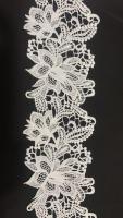 China 10cm Polyester Milk yarn Water‑Soluble Embroidery Lace Trim, Floral Hollow Lace Border for Wedding Dress for sale