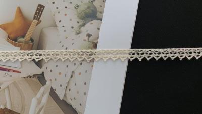 China 1cm Width Cotton Crochet Lace Trim with Delicate Pointed Scallop Edge and Soft Hand Feel for Garment Hem Trimming for sale