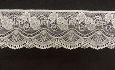 China 10cm Width Stretch Lace Trim with Scalloped Edge and Spandex Nylon Blend for Apparel and Home Decor for sale
