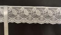 China 10cm Width Stretch Lace Trim with Scalloped Edge and Spandex Nylon Blend for Apparel and Home Decor for sale