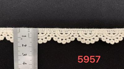 China Custom Design Cotton Embroidery Lace with Scalloped Edge and 1.5cm Width for Wedding Dresses for sale
