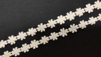 China 100% Cotton Embroidered Lace Trim with Scalloped Edge and Customizable Length for Wedding Dresses for sale