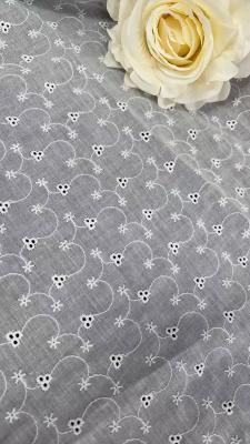 China Cotton Eyelet Embroidery Fabric, Hollow Floral Circle Cut‑Work Fabric for Dress Blouse Sewing for sale