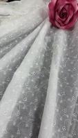 China Cotton Eyelet Embroidery Fabric, Hollow Floral Circle Cut‑Work Fabric for Dress Blouse Sewing for sale