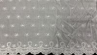 China Cotton Eyelet Cutwork Fabric, All‑Over Floral Embroidery with Decorative Scalloped Edge for Dress Sewing for sale