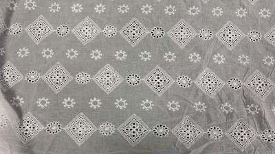 China Vintage Diamond Sunflower Eyelet Cutwork Cotton Fabric, Breathable Hollow Embroidery Fabric for Blouse Skirt for sale