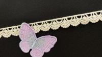 China 1.5cm Cotton Water Soluble Lace Trim with Continuous Scallop Petal Motif and Soft Matte Finish for Garment Embellishment for sale