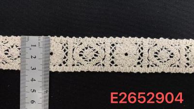 China 3cm Width Cotton Lace Trim with Three-dimensional Rose Motif and Square Hollow Grid Base for Garment Trimming for sale