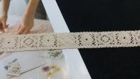 China 3cm Width Cotton Lace Trim with Three-dimensional Rose Motif and Square Hollow Grid Base for Garment Trimming for sale