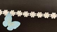 China Milk Yarn Chemistry Lace Trim with Connected Daisy Motifs Soft Lightweight Hollow Strip Fine Workmanship Smooth Touch Suitable for Dress Lingerie and Home Textile Various Handmade Accessory Trimming for sale