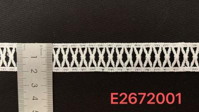 China 2cm Milk Yarn Water Soluble Lace Trim with Continuous Cross Geometric Patterns Soft Hollow Strip Smooth Texture Great for Garment Edging and Handmade Craft Decoration for sale
