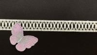 China 2cm Milk Yarn Water Soluble Lace Trim with Continuous Cross Geometric Patterns Soft Hollow Strip Smooth Texture Great for Garment Edging and Handmade Craft Decoration for sale