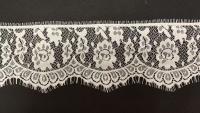 China Pure Nylon Eyelash Lace Trim with Hollow Floral Pattern and Eyelash Fringe Edge for Garment Decoration for sale