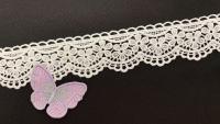China Milk Yarn Chemical Lace Trim 4cm Width with Scalloped Border and Compact Floral Patterns for Wholesale Lace Accessory for sale