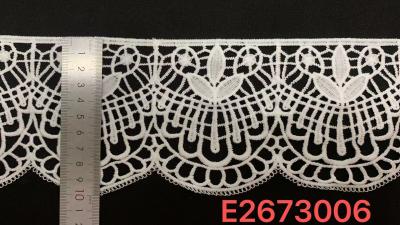 China Milk Yarn Chemical Lace Trim 10cm Width Water Soluble with Vintage Leaf-scroll Scallop Design for Wholesale Lace Accessory for sale